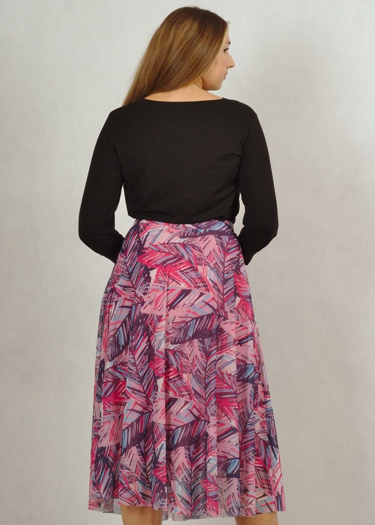 Różowa spódnica z siatki w liście damana plus size